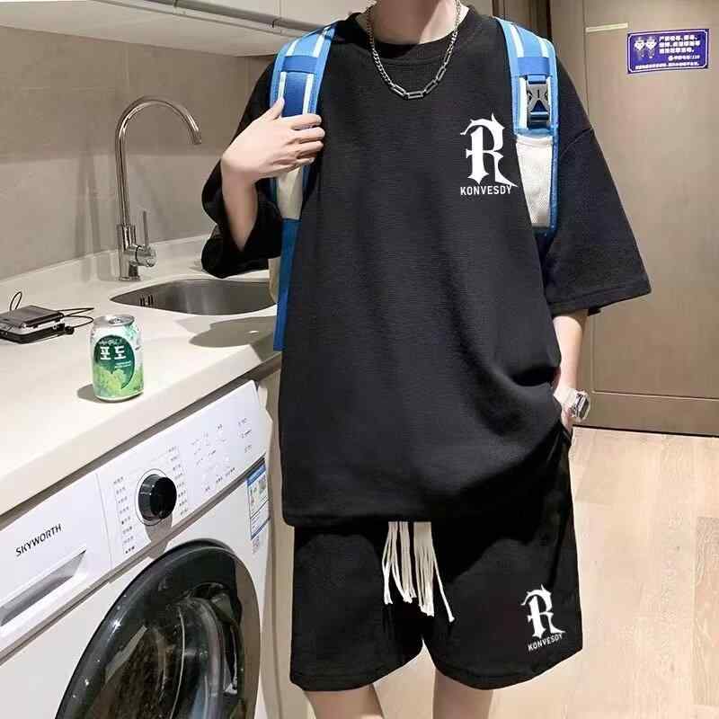 セットアップ メンズ 半袖Tシャツ ショートパンツ スポーティ カジュアル 2点セット ルームウェア 普段使い アウトドア ブラック ホワイト グレー ブルー