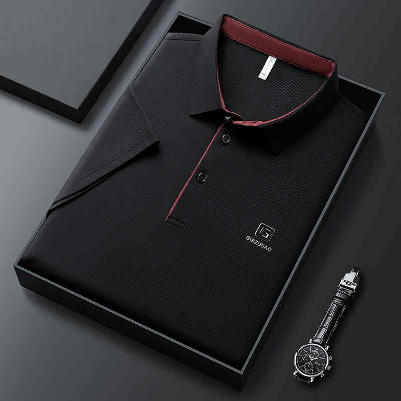 ポロシャツ メンズ 半袖 ビジネス カジュアル 通気性 襟付き 無地 プリント 薄手 ポリエステル カキ色 深グレー ワインレッド 黒