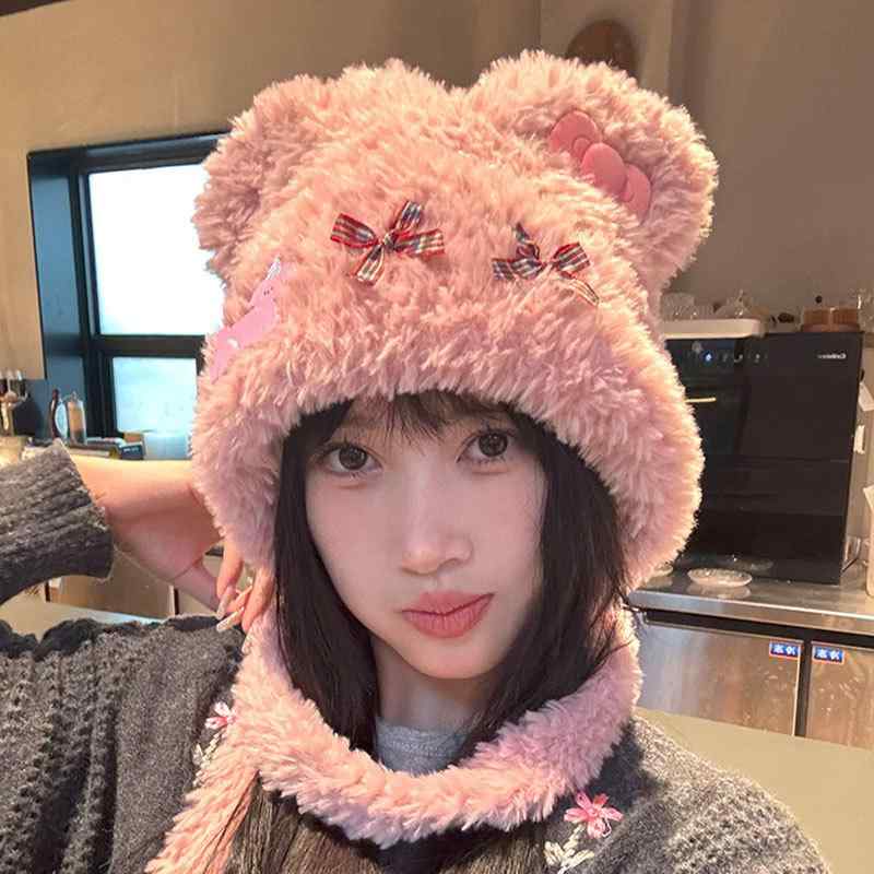 ニット帽 レディース 秋冬 小熊 耳付き あったか かわいい 蝶結び 防寒 保温 寒さ対策 カジュアル・製品カテゴリ: 帽子・流行の要素: 蝶結び・帽子の種類: ニット帽・帽子のつば: つばなし・色: 白, カーキ, ベージュ, 黒, 茶色...