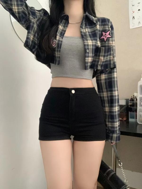・素材: 綿、ポリエステル・スタイル: ホットパンツ・パンツ丈: ショートパンツ・ウエスト: ハイウエスト・厚さ: 普通・流行の要素: ジッパー・カラー: ブラック・サイズ: XS, S, M, L, XL, 2XL・スタイル: 通勤・伸縮...