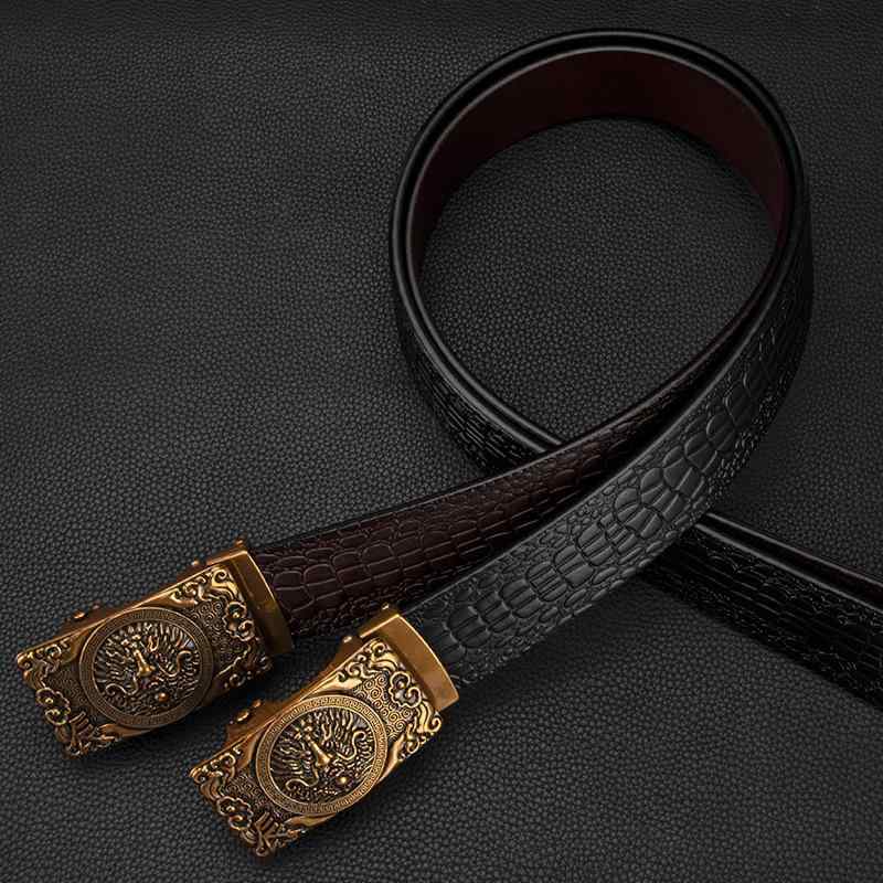 ベルト メンズ 男性用 革 牛革 レザー 十二支 干支 動物 アニマル バックル オートロック 普段使い デイリー ブラック ブラウン コーヒー