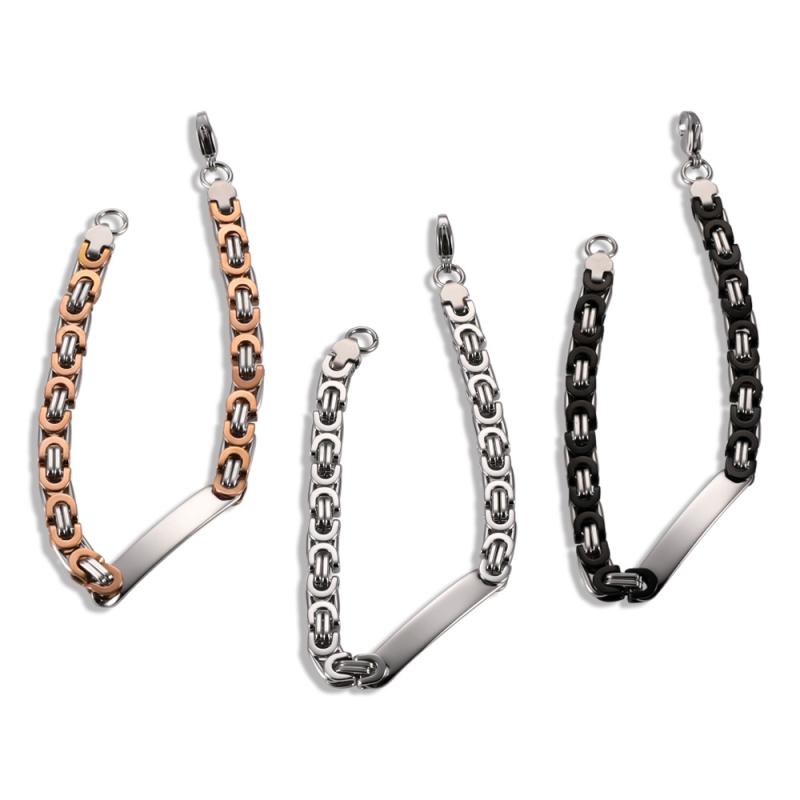 ブレスレット メンズ 男性用 ステンレス 幾何学模様 電気メッキ加工 ヒップホップ スタイル 普段使い・素材: ステンレス・処理: 電镀・スタイル: 男女兼用・造型: 幾何学型・カラー: 鋼色A1-5, 間金A3-5, 間黒A2-5・流行:...