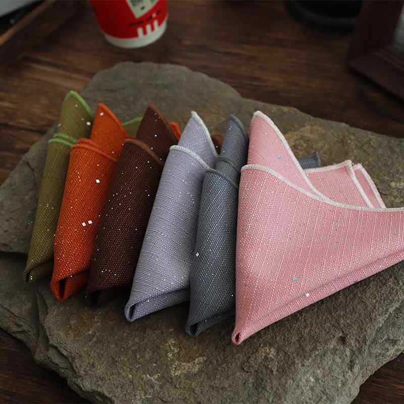 ポケットチーフ メンズ 男性用 無地 ジャガード織 ポリエステル 紳士 フォーマル パーティー 結婚式 レトロ クラシック コーヒー色 黒 ブラック グレー ピンク系