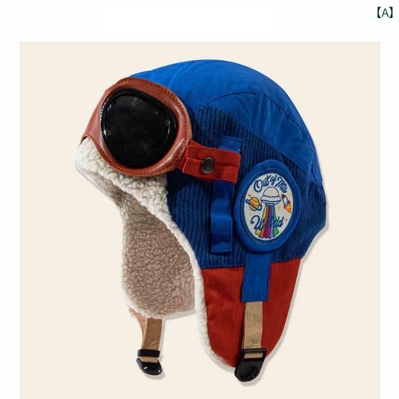 ニッチ パイロット ハット ユニセックス 冬用 メガネ レイ・ フェン 暖かい スキー.カラフルカラー.オシャレデザイン。シンプルスタイル掲載年と時期：年冬帽子のスタイル：ドーム対象：若いカップルや適用シナリオ: 旅行つばのスタイル：幅広つ...