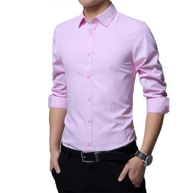 シャツ メンズ 男性用 長袖 スリム ビジネス カジュアル 綿 トップス 職業用 オフィス 白シャツ 黒 紺 ピンク系 秋