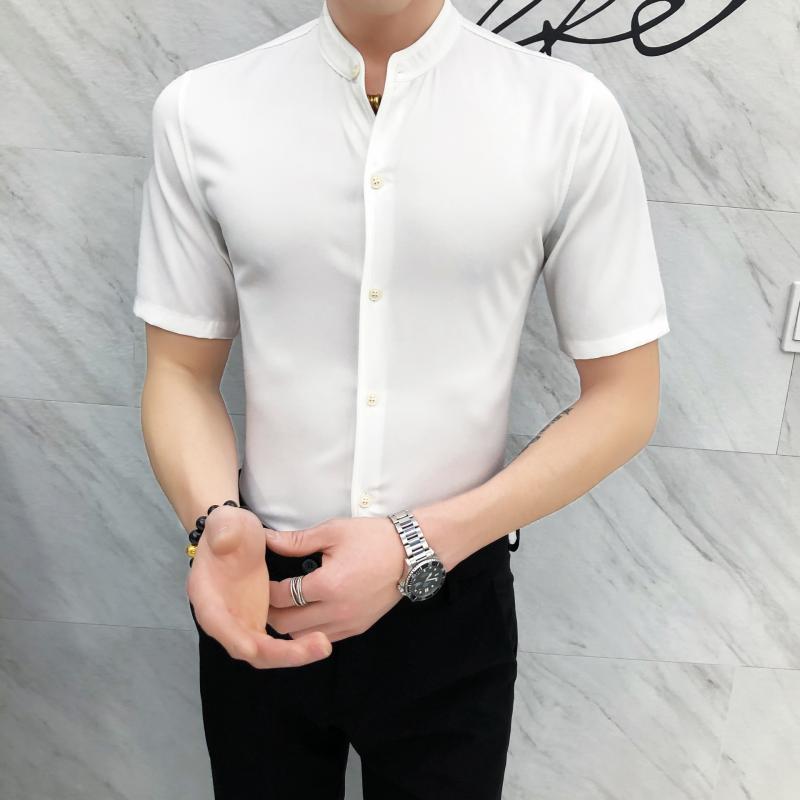 2個セットシャツ メンズ 男性用 トップス 半袖 コットン混紡 無地 立襟 スリム 韓流 韓国 カジュアル 白 黒 グレー カーキ 夏・素材: 綿類混紡・スタイル: 韓国版・袖丈: 半袖・柄: 無地・・対象者: ・主な素材: 綿・主な素材の...