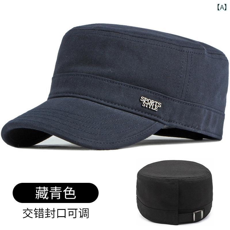 メンズ フラット トップ キャップ つばの 短い バック クロージャー メンズショート ベースボール 春秋 シングル.オシャレデザイン詳細: 無地発売日：春帽子のクラウンスタイル：フラットトップ対象者: ..高齢者適している用途: 旅行帽子...