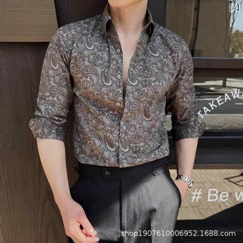 シャツ メンズ 長袖 大判サイズ ゆったりサイズ 花柄 接触冷感 吸湿速乾 通気性 トップス モード系 韓国 おしゃれ グレー ブラック・素材: 化学繊維混紡・材質機能: 通気性,吸湿排汗・スタイル: 韓国版・款式: カーディガン・版型: ...