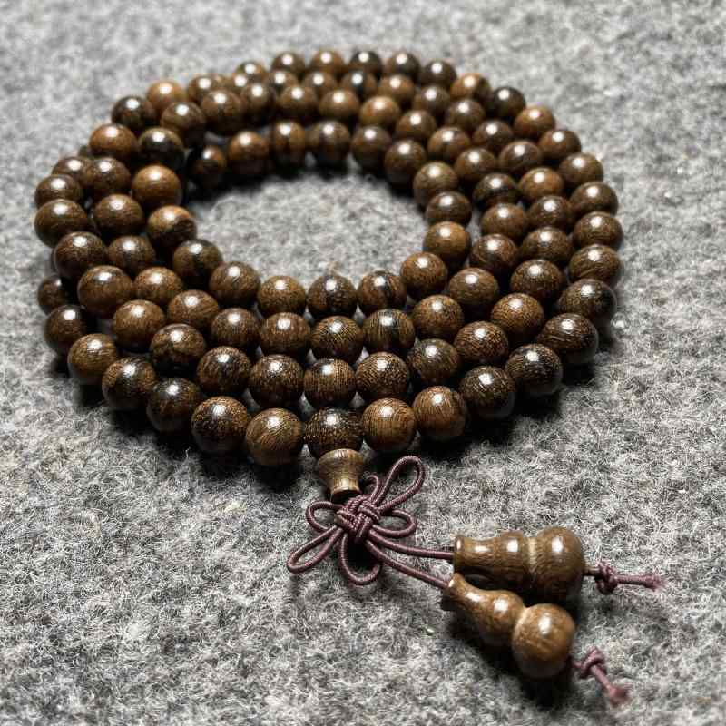 ブレスレット 男女兼用 虎沈香 108玉 虎沈香 ビーズ インドネシア産 沈香 ラウンドビーズ 木製 民族風 アクセサリー ラッキーアイテム