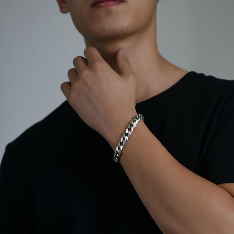ブレスレット メンズ 男性用 喜平 チェーン シルバー シルバー 太め 大ぶり ごつめ 個性的 パンク レトロ ヴィンテージ風 アクセサリー ジュエリー