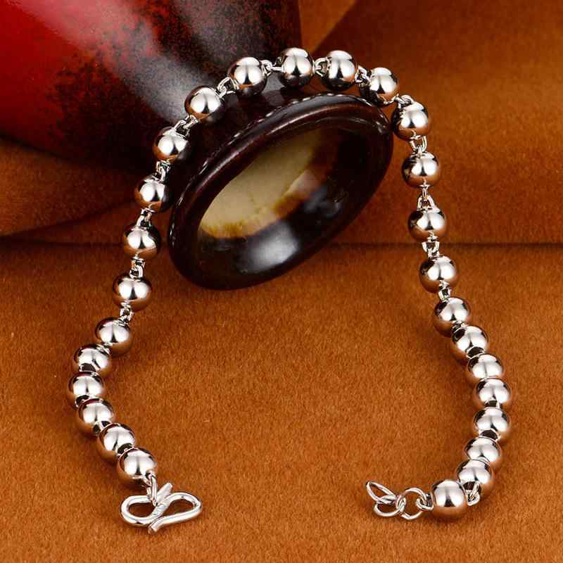 ブレスレット レディース メンズ シルバー990 佛珠 数珠 チェーン 光沢 男女兼用 シルバー アクセサリー 手環 足環