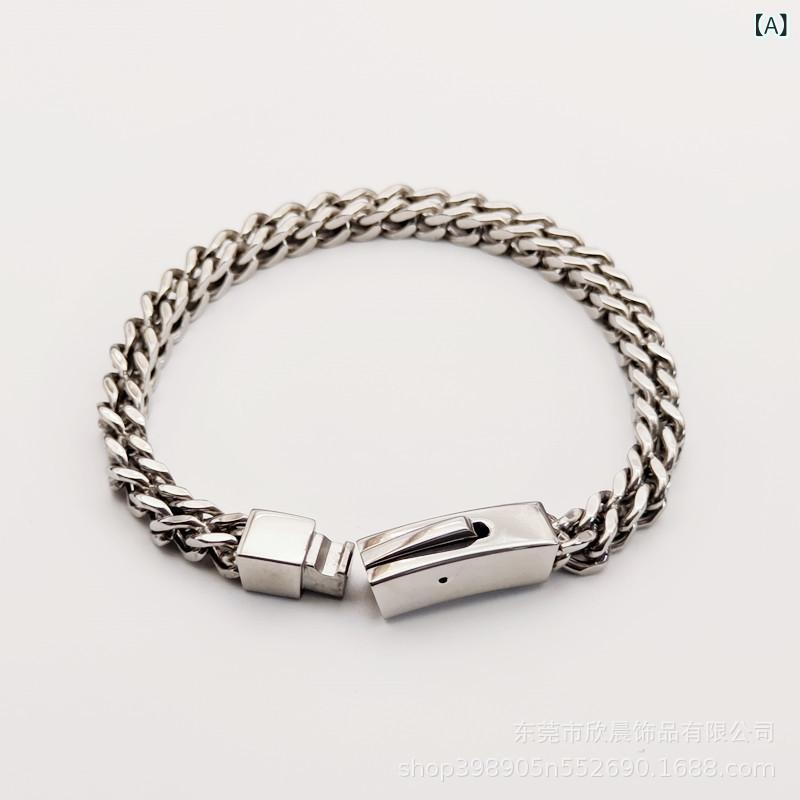 ブレスレット メンズ 男性用 チタン鋼 編み込み スネークボーン マグネット クラスプ 留め具 ステンレス ジュエリー スタイリッシュ シルバーカラー ウェーブ 22cm・素材: 钛钢・スタイル: 情侣式・造型: 波浪・カラー: 抛光钢色2...