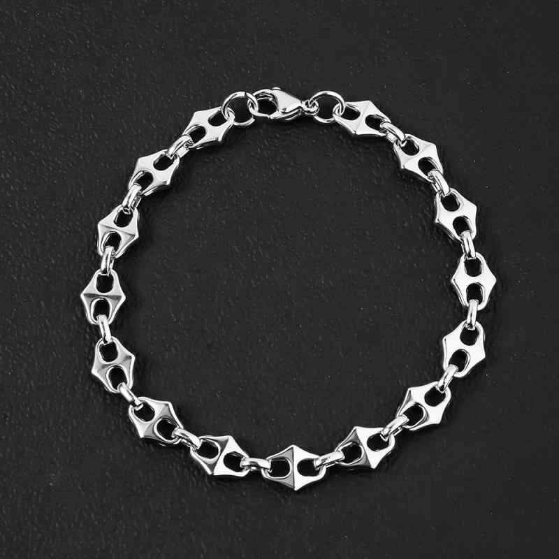 2個セットブレスレット メンズ 男性用 豪華 菱形 ステンレス 鋼色 手作り ハンドメイド 錆びにくい アレルギー対応