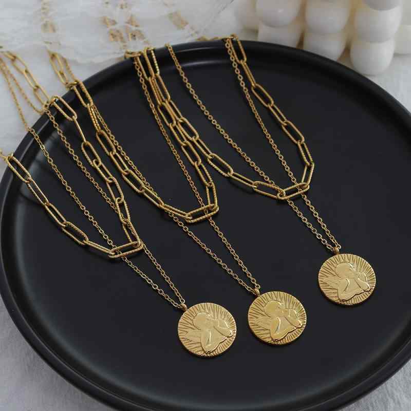 ネックレス レディース 天使 モチーフ 18K 金メッキ チタン鋼製 ペンダント 40cm ＋ 5cm アジャスター付き ゴールド/シルバー 普段使い