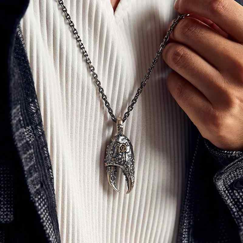 ネックレス メンズ S925 シルバー 蟹 カニ ペンダント トップ ヴィンテージ レトロ 個性的 アニマル モチーフ ラッキーアイテム