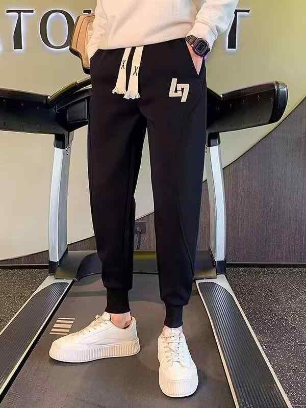 2個セットパンツ メンズ 9分丈 スウェットパンツ グレー系 スポーティ カジュアル 伸縮性 ウエストゴム 幾何学模様 リラックス 部屋着・スタイル: 潮・款式: 长筒裤・裤型: 宽松型・裤长: 九分裤・腰型: 中腰・是否有腰带: 无腰带・...