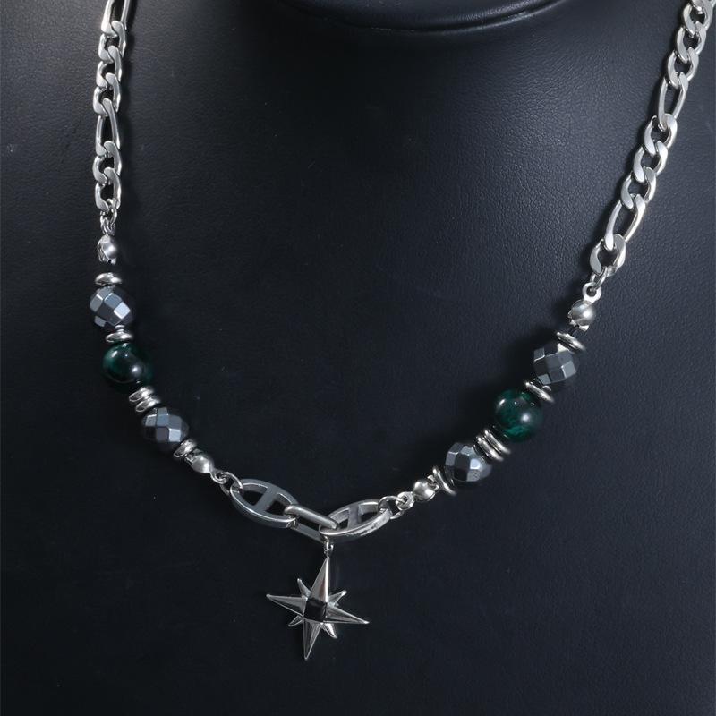 ネックレス 男性用 チタン鋼 八芒星 ペンダント 幾何学模様 電気メッキ加工 メンズ レディース アクセサリー パーソナリティ スタイル・素材: 鈦鋼・加工技術: 電気メッキ・デザイン: 幾何学型・チェーンスタイル: 側面チェーン・多層構造...