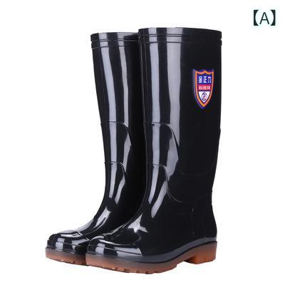 ・適用年齢段: 成年・货号: 潮流男士雨鞋・鞋面材质: PVC・鞋底材质: 橡胶・适用性别: 男・筒高: 高筒・流行元素: 翻边・穿着方式: 套筒/套鞋・功能: 透气,防滑,保暖,耐磨・库存类型: 整单・是否库存: 是・图案: 纯色・是否外...