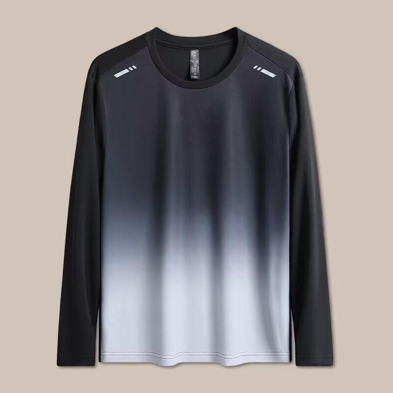 Tシャツ メンズ 男性用 長袖 速乾 スポーツウェア 接触冷感 薄手 通気性 登山 ランニング アウトドア トップス グレー 緑