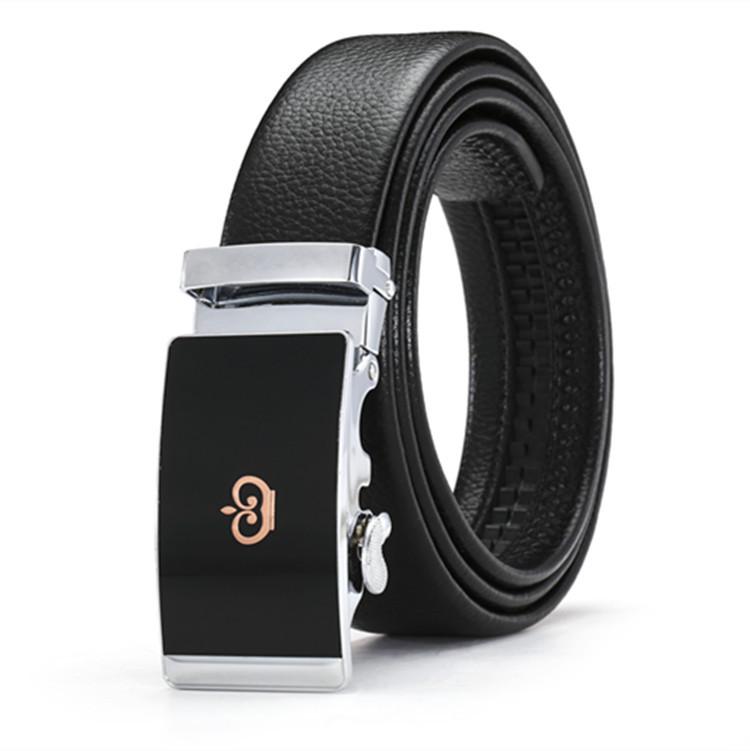 ベルト 男性用 ビジネス カジュアル オートロック バックル レザー デニム ジーンズ 紳士用 ウエストバンド 中国結び ブラック