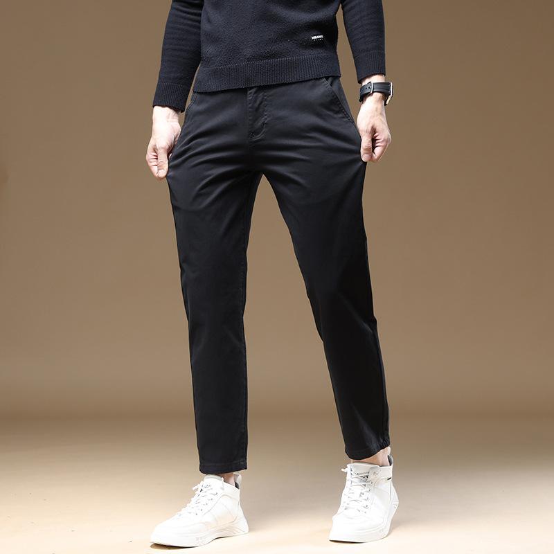 パンツ メンズ 男性用 9分丈パンツ 厚手 大きいサイズ ゆったり ストレート コットン混紡 無地 カジュアル カーキ ブラック グリーン ブルー・スタイル: カジュアル・款式: 基本款・裤型: 直筒型・裤长: 九分裤・腰型: 中腰・是否有...