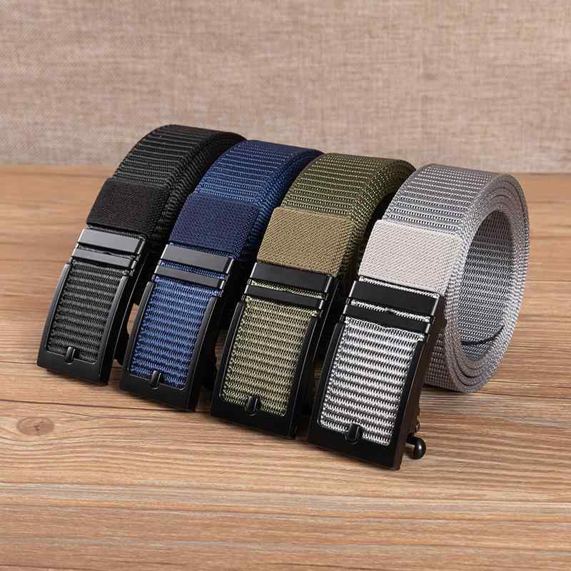 ベルト 男性用 帆布ベルト カジュアル 普段使い 学生 伸縮性 軽量 ブラック グリーン グレー ブルー・素材: ナイロン・腰帯扣材质: 鉄・留め具の種類: 針式バックル・カラー: ブラック, グリーン, グレー, ブルー・幅: 普通(2-...