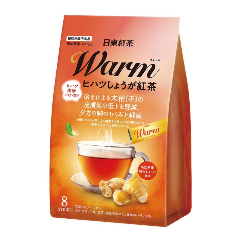 三井農林 日東紅茶 Warm(ウォーム)ヒハツしょうが紅茶 8本×4個原材料:砂糖（韓国製造）、デキストリン、ヒハツエキスパウダー、紅茶エキス、粉末しょうが／香料、微粒二酸化ケイ素商品サイズ(高さx奥行x幅):6cm×17.5cm×10cm...