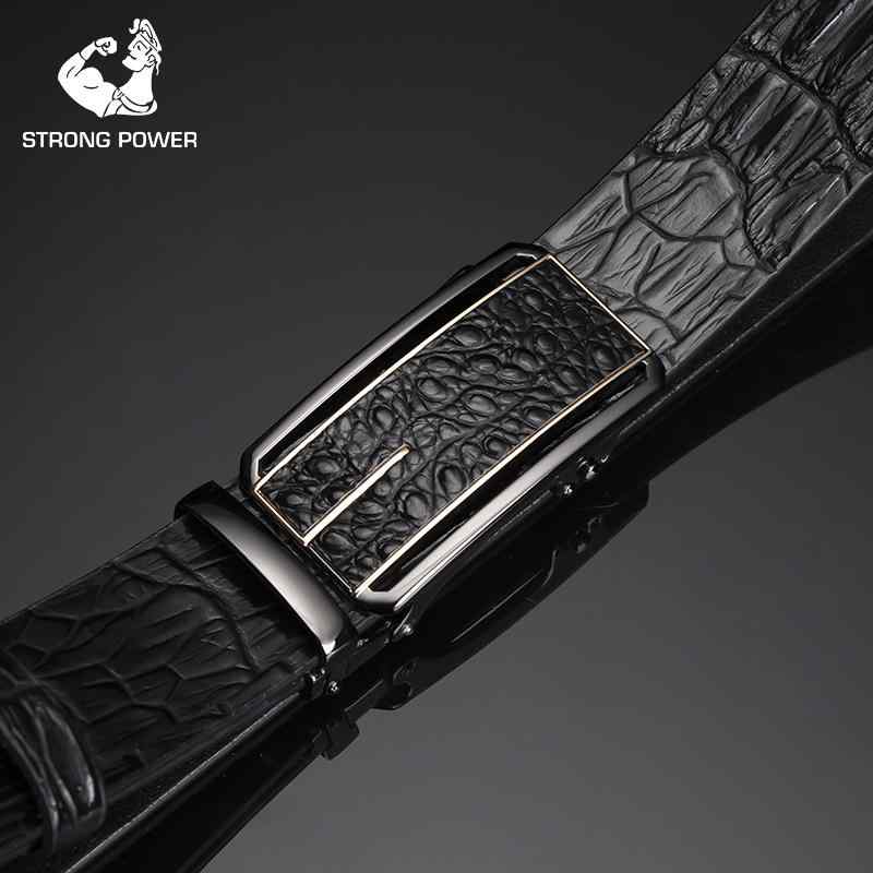 3個セットベルト 男性用 紳士用 革 牛革 アリゲーター柄 レザー オートロック ビジネス フォーマル 普段使い ブラック