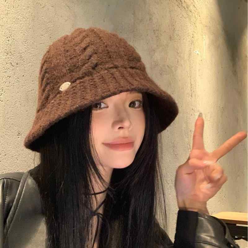 2個セット帽子 レディース 漁夫帽 ウール ニット あったか バケットハット 秋冬 小顔効果 カジュアル かわいい 深グレー ブラック コーヒー色 ワインレッド ベージュ ピンク系