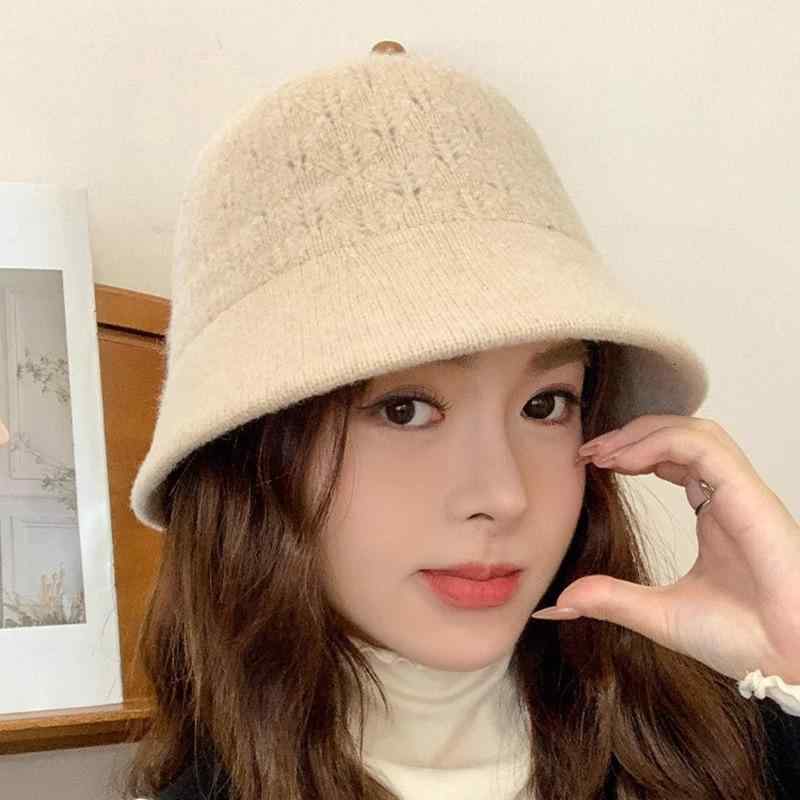 帽子 レディース 秋冬 バケットハット ニット帽 ウール混紡 あったか 防寒 小顔効果 おしゃれ かわいい ミセス ベージュ ブラック