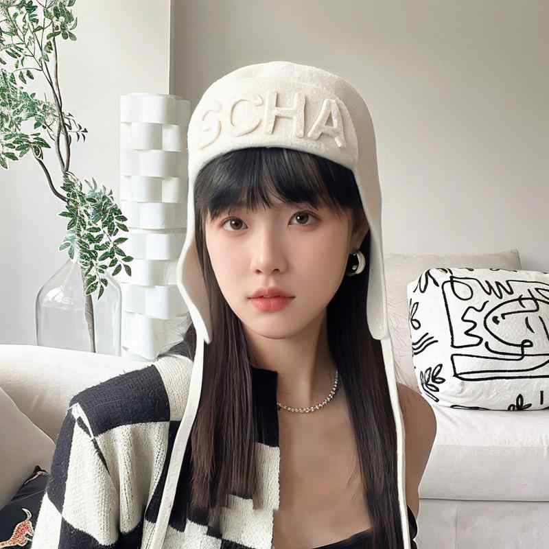 2個セットニット帽 レディース 飛行帽 秋冬 羊毛 防寒 イヤーマフ付き ハット ブラック グレー ホワイト・製品カテゴリ: 飛行帽・流行の要素: 英文字母・帽子の種類: 円頂・つばのタイプ: つばなし・カラー: ブラック, ダークグレー,...