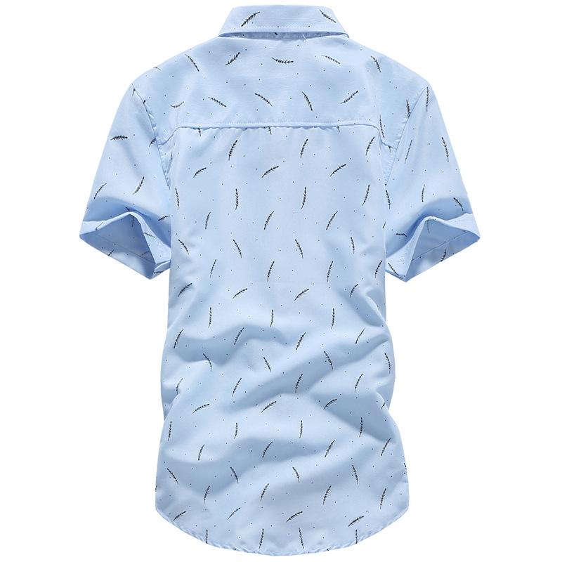 2個セットシャツ メンズ 男性用 半袖 シャツ トップス ポリエステル スキニータイプ 羽根柄 薄手 花柄 レッド ホワイト ブルー