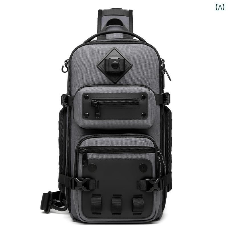 メンズ チェスト バッグ メッセンジャーバッグ大容量 マルチ ポケット ツール フラット .ショルダーバッグ.オシャレデザイン。持ち上げ部タイプ：ソフトハンドルの要素：対照的な色スタイル: 日本・韓国荷物外袋タイプ：立体バッグ硬さ：ソフト内...