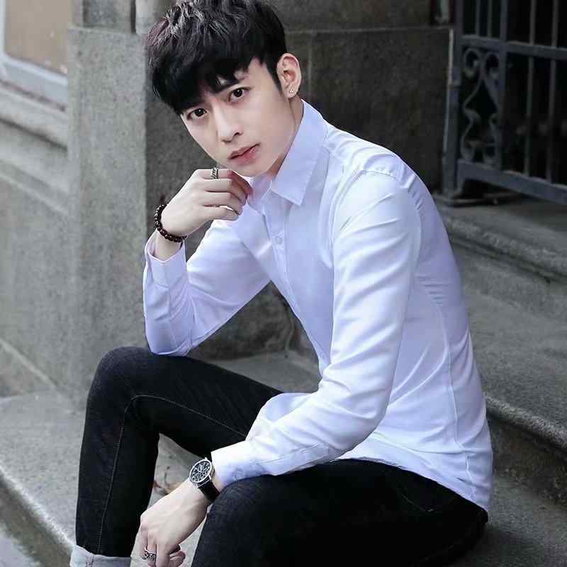 シャツ メンズ 男性用 長袖 白シャツ ビジネス オフィス フォーマル トップス ポリエステル 無地 シンプル カジュアル 薄手 秋・スタイル: 港風・款式: カーディガン・版型: 合体型・襟の形: 方襟・袖丈: 長袖・柄: 無地・・ディテ...