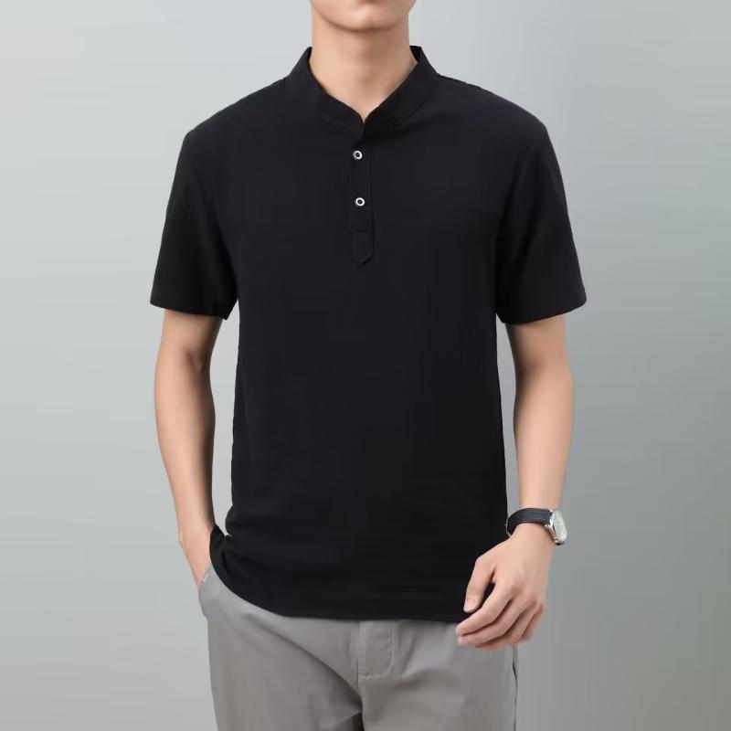 シャツ メンズ 男性用 リネンシャツ 立襟 半袖 麻混紡 無地 薄手 普段使い トップス ホワイト カーキ ブルー ダークグレー グリーン M L XL XXL 3XL 4XL 5XL・素材: 麻類混紡・素材機能: 耐摩耗性・スタイル: 都...