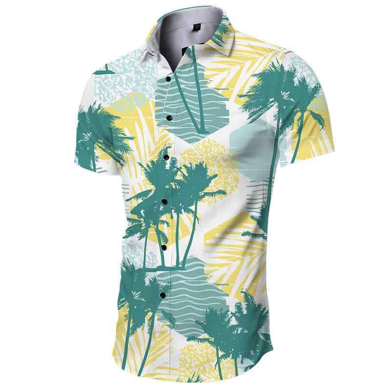 シャツ 男性用 花柄 プリント 半袖 襟付き コットン混紡 トップス カジュアル 通勤用・素材: 綿類混紡・スタイル: ベーシック・タイプ: カーディガン・フィット: レギュラー・襟の形: 襟付き・袖丈: 半袖・柄: 花柄・・ディテール: ...