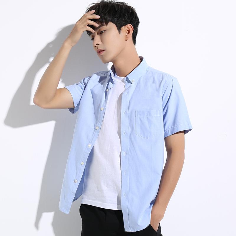 シャツ メンズ 男性用 半袖シャツ カジュアル トップス スリム 綿 コットン 無地 ポケット付き 白 青 グレー 黒 紫 黄色 ピンク 38 39 40 41 42 43 44 夏