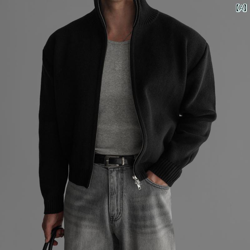 メンズ. ショート カーディガン 秋冬 豪華 スタイル 万能 厚手 ニット.カラフルカラーオシャレデザイン。シンプル。男性用です開閉：ジッパーシリーズ: プリマスフィットタイプ: ルーズフィット詳細: -生地: -スタイル: アメリカン対象...