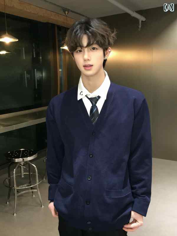 メンズ ユニフォーム ベーシックスタイル 無地 日本 カレッジ スタイル マルチ カラー セーター ニットカーディガン ジャケット トップ市場投入までの時間: 年11月バージョン: ルーズ詳細: -基本スタイル: -販売チャネルの種類: 粋...