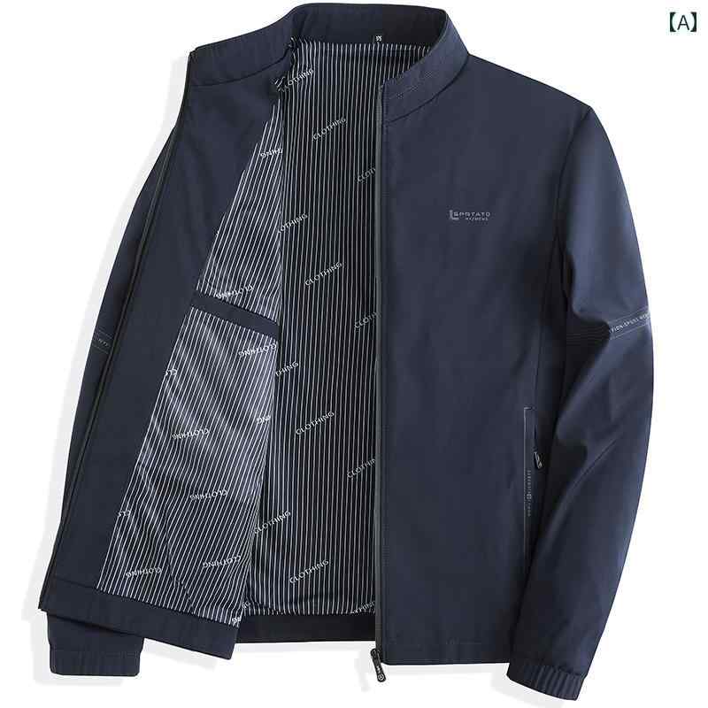 メンズ スタンド ジャケット 2025 春秋 カジュアル しわに なりにくい 服 プラス パパ コート.カラフルカラーオシャレデザインバージョン: ルーズ対象者：適用シナリオ: -のレジャー適用季節：春厚さ：薄手上場年と時期：春袖丈：長袖セ...