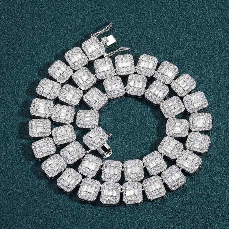 ネックレス メンズ キューバチェーン 13mm 合金 ジルコニア 힙합 ストリート アクセサリー ゴールド シルバー ピンク系