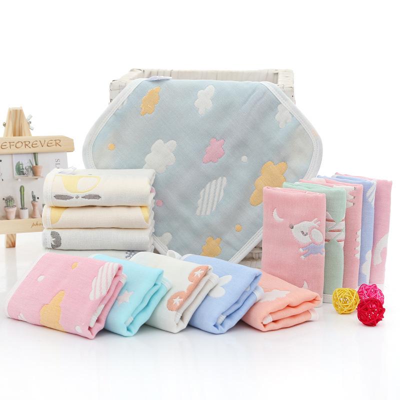 2個セットベビー 赤ちゃん ガーゼハンカチ ミニタオル セット 綿 6重ガーゼ 厚手 沐浴 よだれ拭き 25cm 30cm 35cm かわいい アニマル柄 ドット柄 花柄