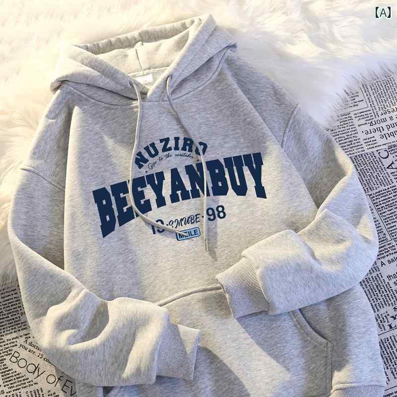 秋冬 ゆったり ベルベット 厚手 フード 付き スウェット 男の子 春秋 プルオーバー パーカー ジャケット.オシャレデザイン。バージョン: ルーズ衣服詳細：プリント衣服工芸：-生地の分類：綿基本スタイル：若々しい適用シナリオ: レジャー素...