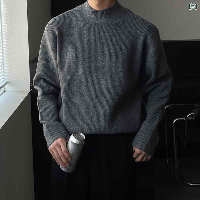 セーター メンズ 秋冬 ハーフ タートルネック ニット おしゃれ 万能 ゆったり 無地 豪華 ベース シャツ.カラフルカラーオシャレデザイン。バージョン: スリムフィット詳細: -加工：無鉄処理生地: -基本スタイル：若々しい袖タイプ: レ...