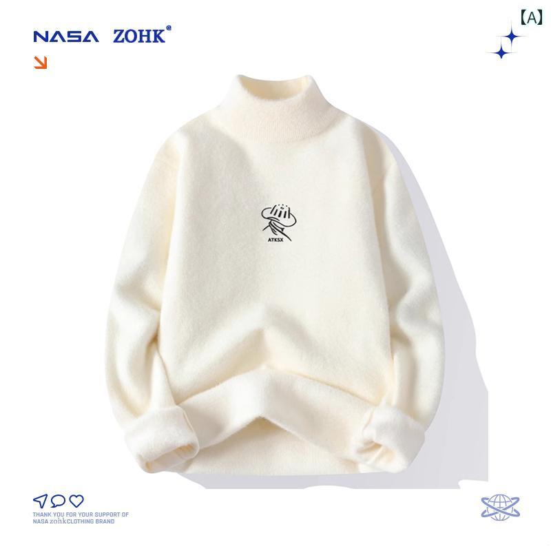 クルー ネック 秋冬 裏 起毛 厚手 プルオーバー ベース レイヤー ニット ジャケット メンズ ウール セーター.カラフルカラーオシャレデザインフィット：エクストラワイドベーシックスタイル：販売チャネルの種類: 粋な電子商取引 (オンライ...