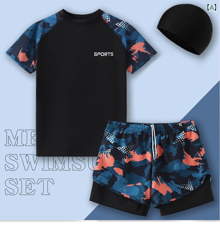 水着 メンズスーツ 新型 青少年 大人 メンズ 大きいサイズ 温泉 二 重 水泳 パンツ 用品 フル セット.カラフルカラーオシャレデザインスタイル: ボクサーパンツ素材: ポリエステル.ポリエステル.スパンデックスサイズ: 150(30-...