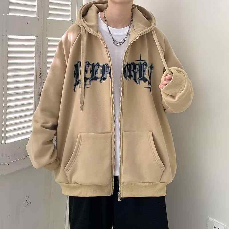 ・スタイル: 美式復古・款式: カーディガン・领型: 襟付き・袖丈: 長袖・是否连帽: フード付き・门襟: ジッパー・厚薄: 普通・主な素材: ポリエステル70%・生地: 仿棉大鱼鳞・シーン: カジュアル・柄: アルファベット・版型: ゆっ...