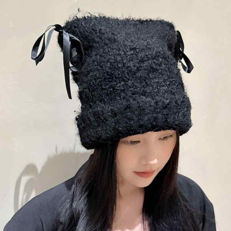 ・製品カテゴリ: ニット帽・流行の要素: 蝶結び・適合シーズン: 秋、冬・帽子のタイプ: 丸い・つばのタイプ: なし・カラー: ダークブラウン、ピンク、キャメル、オフホワイト、ブラック、ホワイト・サイズ: フリーサイズ・機能: 防護、保温、...