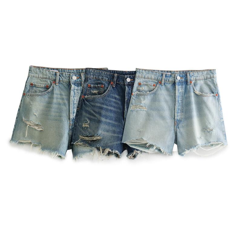 ・腰型: 高腰・厚さ: 中程度・カラー: 浅ブルー, ブルー, 深ブルー・サイズ: XS, S, M, L・スタイル: 風・タイプ: ストレート・スタイルタイプ: ストリート・伸縮性: なし・要素: ダメージ・生地: デニム・加工: ダメージ