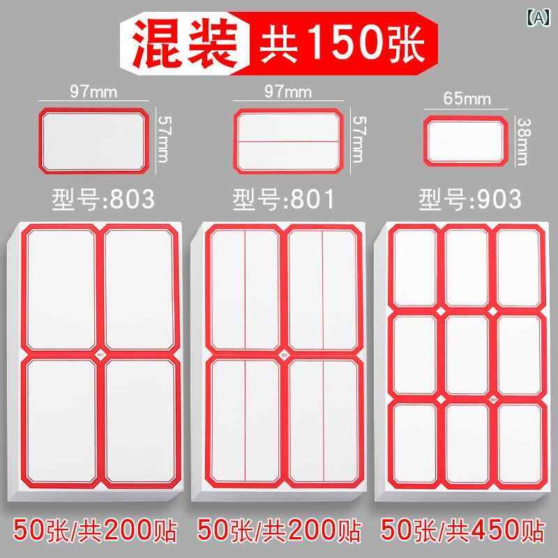 大きいサイズ 手書き 粘着 ラベル ステッカー 移動 価格 メモパッド 書き込み 可能 本 オフィス 用品 マーカー レッド ブルー